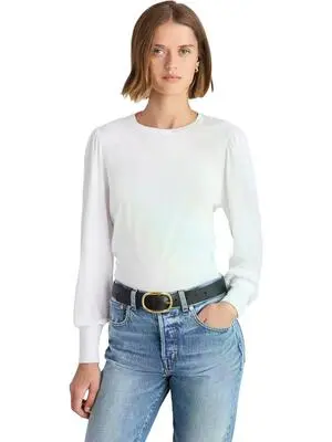 Madewell Smocked Long-sleeve Top - White