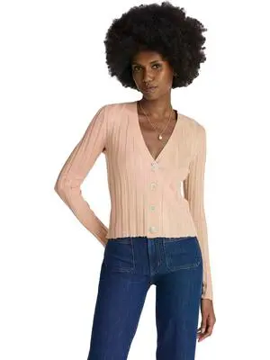 Madewell Ribbed V-neck Cardigan - Light Pale Blush