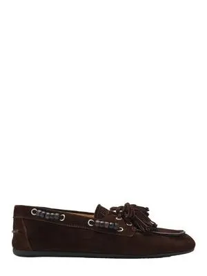 Miu Miu Tasseled Suede Loafers Brown