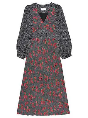 RO&ZO Floral And Spot Print Woven Midaxi Dress - Red