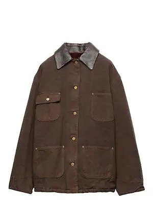 Prada Contrast-collar Relaxed Canvas Work Jacket - Brown