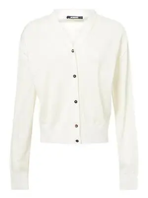 Jacquemus Le Brode Logo-embroidered Knitted Wool Cardigan - Off-white