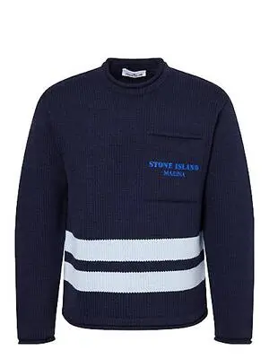 Stone Island Marina Long-sleeve Wool Jumper - Navy Blue