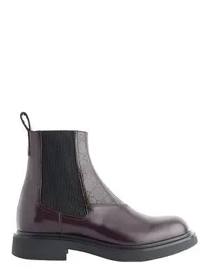 Gucci Enki Monogram Leather Ankle Boots Arctic Bordeaux