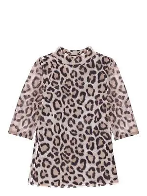 RO&ZO Leopard Print Mesh Top - Brown