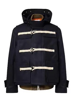 Sacai Melton Blouson Double-layered Wool-blend Jacket - Navy X D/khaki