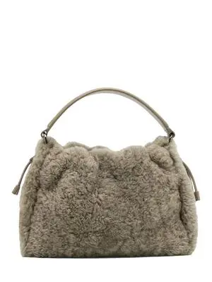 Brunello Cucinelli Shearling Bucket Bag - Ice