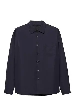 Prada Poplin Triangle-pocket Sport Shirt - Blu