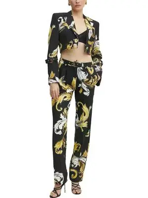 Versace Baroque-print Cropped Top - Black