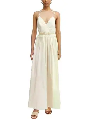TWINSET V-neck Pleated Maxi Dress - Neutrals
