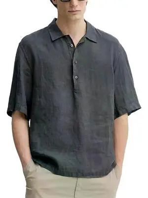 Barena Venezia Linen Polo Shirt Grey