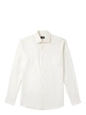 Zegna Cotton And Cashmere-blend Twill Shirt - White