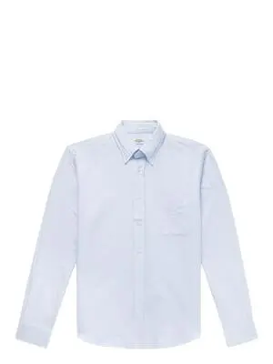 Hartford Pitt Button-down Collar Striped Cotton Shirt - Blue