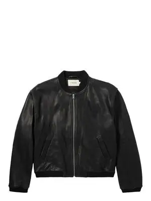 FRAME Leather Bomber Jacket - Black
