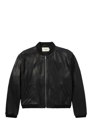 FRAME Leather Bomber Jacket - Black