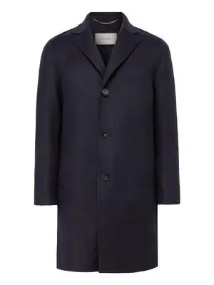 Canali Wool And Cashmere-blend Felt Overcoat - Blue