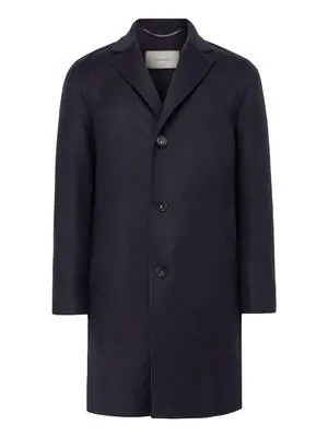 Canali Wool And Cashmere-Blend Felt Overcoat Navy