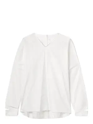 Tibi Oversized Cutout Cotton-poplin Shirt - White