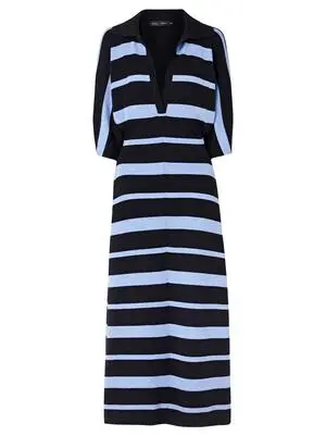 Proenza Schouler Solana Striped Wool And Silk-blend Midi Dress - Black