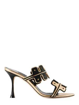 Manolo Blahnik Aplinanu 90 Two-tone Leather Sandals - Gold
