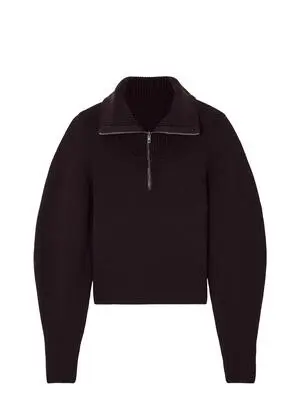 LEMAIRE Wool Half-zip Hoodie - Burgundy
