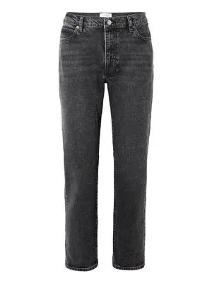 FRAME The Borrowed Mid-rise Straight-leg Jeans - Black