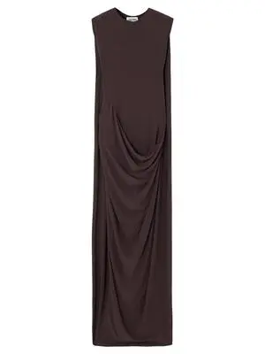 JEAN PAUL GAULTIER Draped Stretch-satin Maxi Dress - Brown