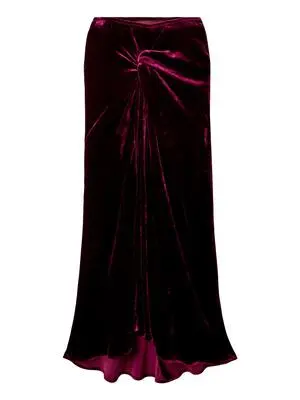 Dries Van Noten Velvet Midi Skirt - Burgundy