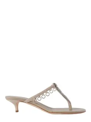 Christopher Esber Pierced Embellished Suede Sandals Beige