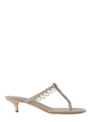 Christopher Esber Pierced Embellished Suede Sandals - Neutrals
