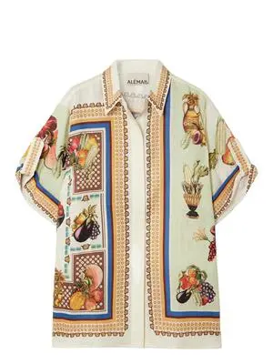 ALEMAIS Mercado Printed Linen Shirt - Cream