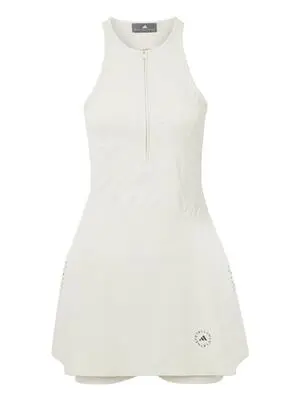 Adidas By Stella McCartney Perforated Recycled Tennis Dress With Shorts - Cream