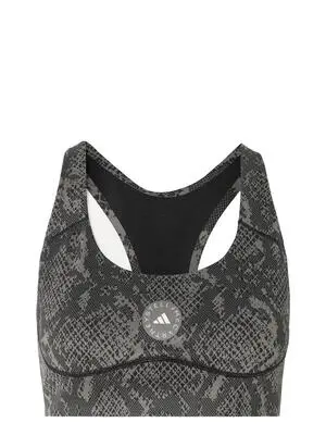 Adidas By Stella McCartney Power Impact Snake-print Recycled-stretch Sports Bra - Gray