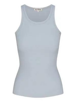 Eterne High Neck Fitted Tank - Blue