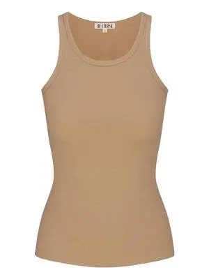 Eterne High Neck Fitted Tank - Tan