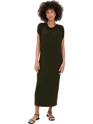 Vince Cap Sleeve Draped Cowl Neck Dress - Verde