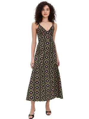 Hill House Home The Lillie Midi Dress - Cisco Trellis, Black Multi