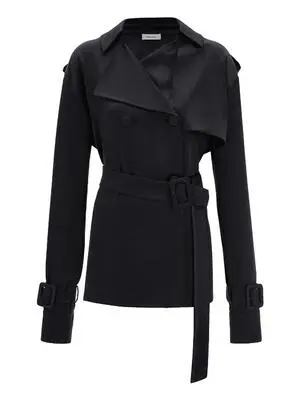 FERRAGAMO Short Satin Trench - Black