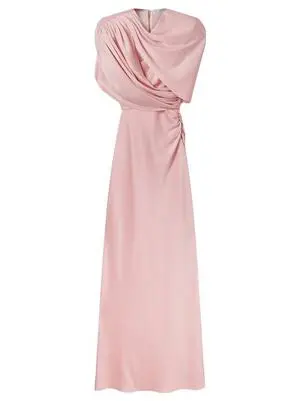 Stella McCartney Satin Wrapped Short-sleeve Maxi Dress - Natural