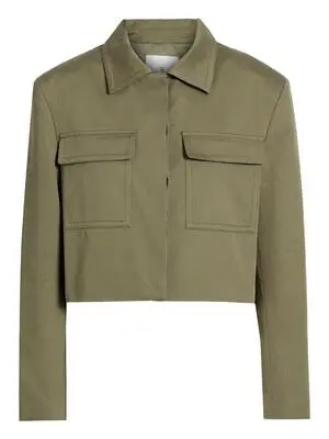 ANINE BING Dayton Cropped Cotton-twill Jacket - Army Green