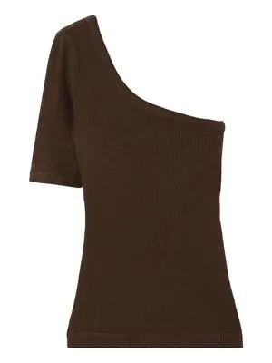 Citizens Of Humanity Savannah One-shoulder Ribbed Jersey Top - Chocolate