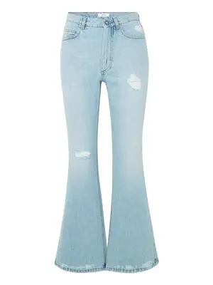 ERL Distressed High-Rise Flared Jeans