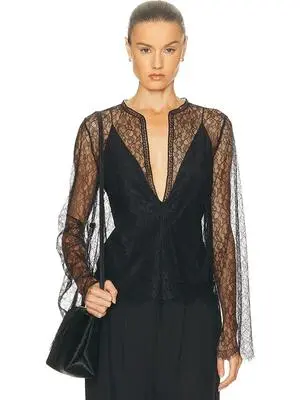 Brandon Maxwell Eloise Lace Top - Black
