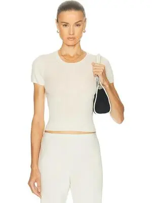 Eterne Rib Stitch Cashmere Baby Tee Bone
