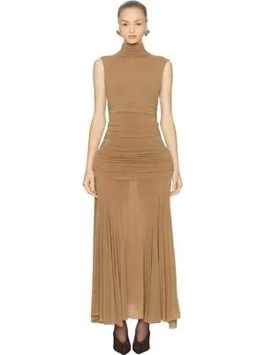 Magda Butrym High Neck Long Dress - Beige