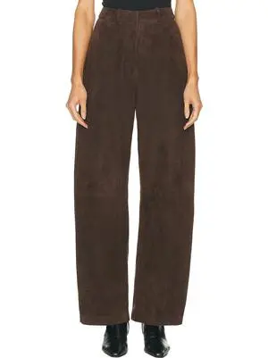 Nour Hammour Barrel Suede Pant - Mocha