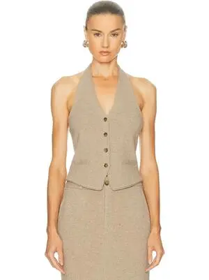 Guest In Residence Tailored Halter Vest - Taupe