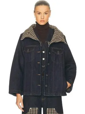 GANNI Neppy Denim Bonded Jacket - Dark Blue Stone