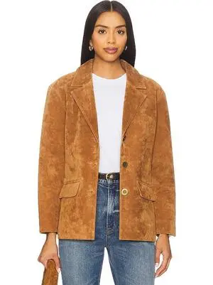 Central Park West Atlas Suede Boyfriend Blazer - Camel