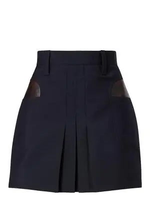 Prada Pleated Mohair And Wool Miniskirt - Blue